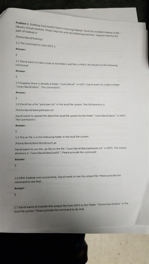 Solved Problem 1 Hadoop Commands David Is Learning
