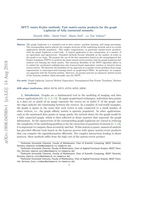 pdf nfft meets krylov methods fast matrix vector products for the