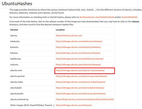 Do The Ubuntu Coresnappy Images Have Checksumshashes Ask Ubuntu