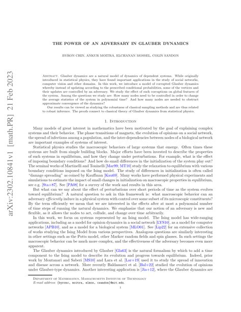 Pdf The Power Of An Adversary In Glauber Dynamics