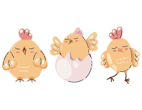 Cute Cartoon Chicken Characters In Various Poses 59538421 Vector Art At Vecteezy
