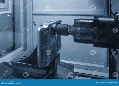 The 5 Axis CNC Milling Machine Cutting The Hi Precision Automotive By Solid Ball Endmill Tools