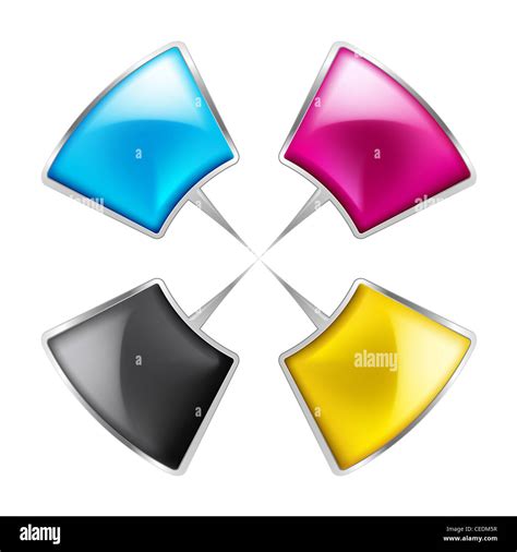 Pointers Set Number Four Cmyk Illustration On White Background For