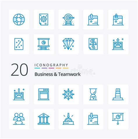 20 Business And Teamwork Blue Color Icon Pack Like Business Time