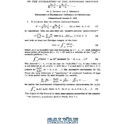 خرید و قیمت دانلود کتاب On The Numerators Of The Continued Fraction ا