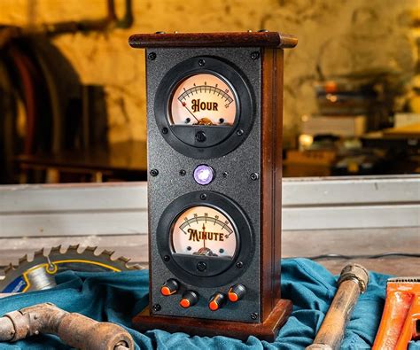 This Retro Clock Tells Time With Analog Gauges