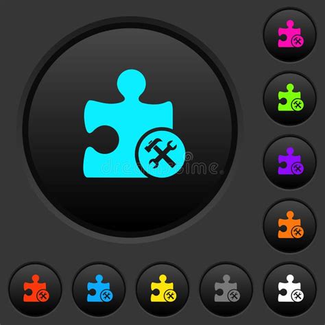 Plugin Tools Dark Push Buttons With Color Icons Stock Vector Illustration Of Icons Plugin