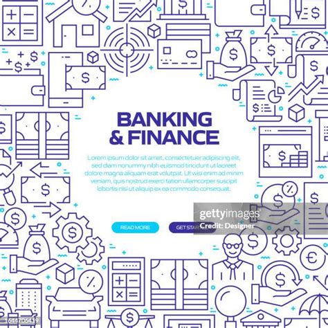 Banking And Finance Web Banner With Linear Icons Trendy Linear Style