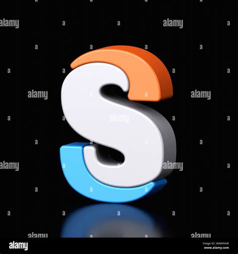 3d Letter S Plastic Light Blue And Orange From Alphabet Isolated In A