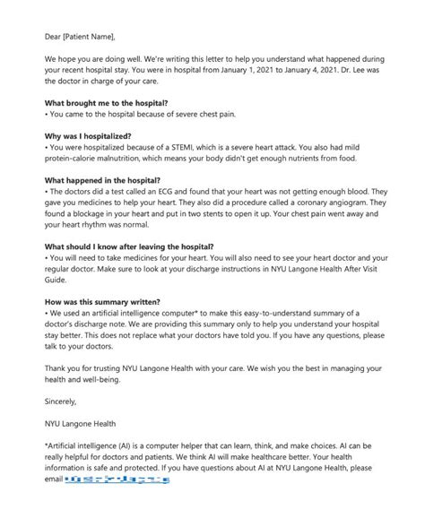Transforming Discharge Summaries Into Patient Friendly Language