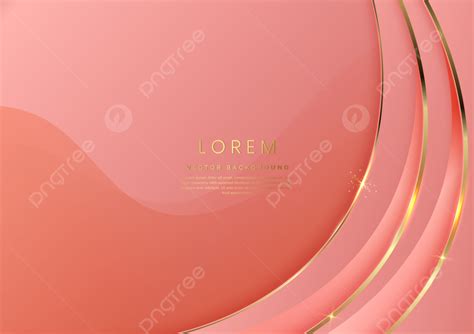 3d Modern Luxury Template Design Pink Curved Shape And Golden Curved