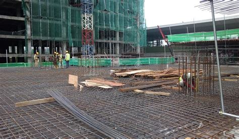 Floor Slab And Beam Reinforcement Bar Under Construction To Form Reinforcement Concrete