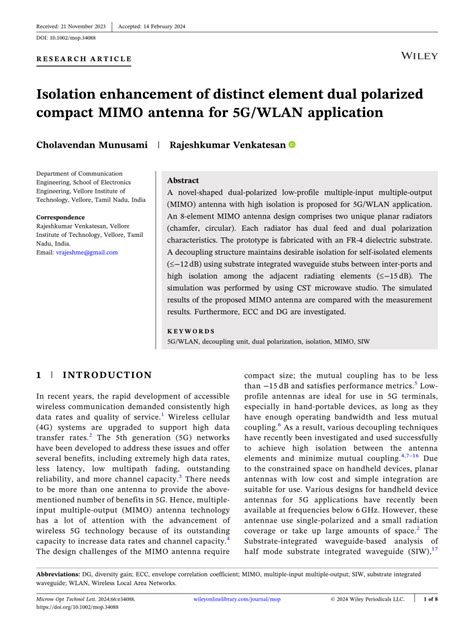 Isolation Enhancement Of Distinct Element Dual Polarized Compact Mimo Antenna For 5gwlan