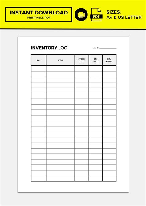 Inventory Template Etsy
