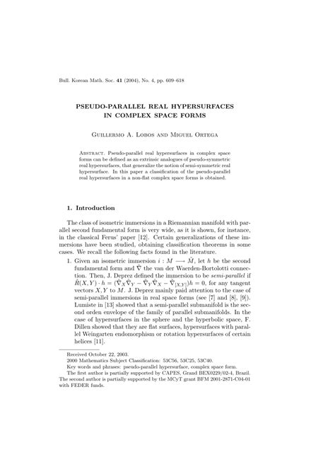 Pdf Pseudo Parallel Real Hypersurfaces In Complex Space Forms