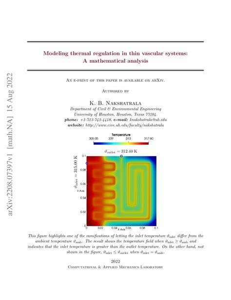 Modeling Thermal Regulation In Thin Vascular Systems A Mathematical Analysis Deepai