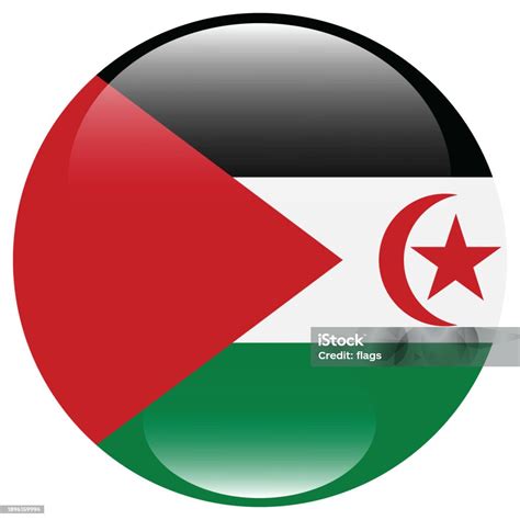 Sahrawi 아랍 민주 공화국의 국기 플래그 아이콘입니다 표준 색상 원 아이콘 플래그입니다 3d 일러스트레이션입니다 컴퓨터 일러스트레이션 디지털 일러스트레이션 벡터