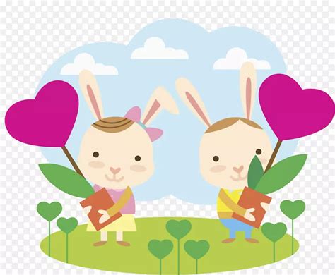 抱着红花的兔子卡通图PNG图片素材下载 图片编号dqjgjgxy 免抠素材网