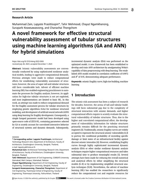 Pdf A Novel Framework For Effective Structural Vulnerability Assessment Of Tubular Structures
