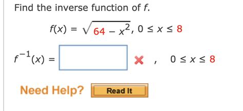Solved Find The Inverse Function Of Chegg