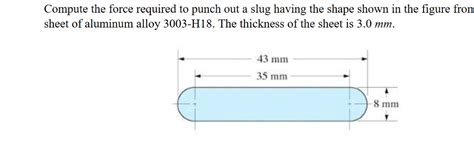 Solved Compute The Force Required To Punch Out A Slug Having Chegg Com