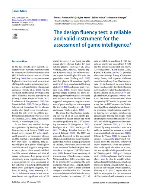 Pdf The Design Fluency Test A Reliable And Valid Instrument For The