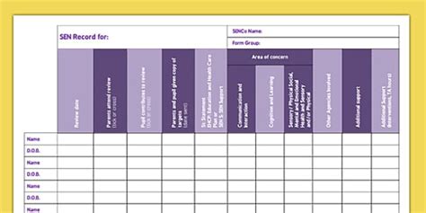 Secondary Form Group Sen Record Teacher Made Twinkl