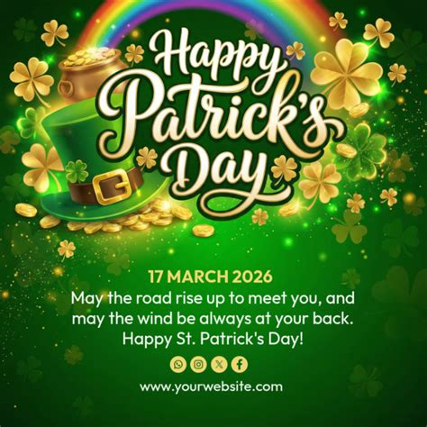 Green Joyful St Patricks Day Celebration Instagram Post Template