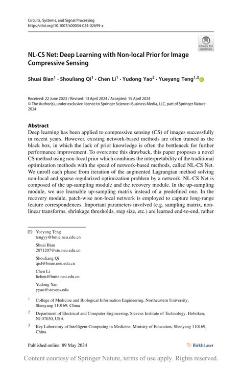 Nl Cs Net Deep Learning With Non Local Prior For Image Compressive Sensing