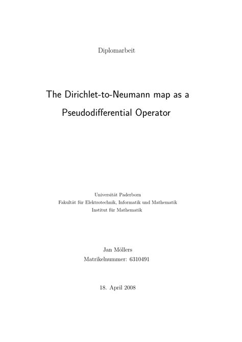 Pdf The Dirichlet To Neumann Map As A Pseudodifferential Operator