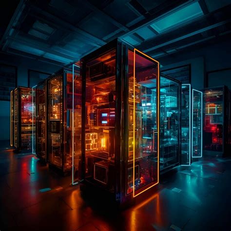 Premium Photo 3d Rendering Of Server Room In Datacenter With Neon Lights