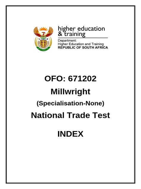 Millwright Trade Test Index Pdf