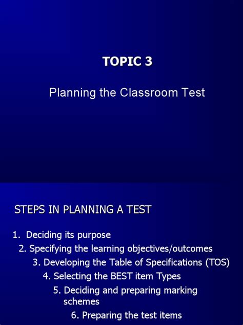Planning The Classroom Test Pdf Test Assessment Multiple Choice