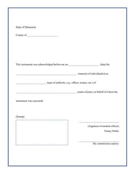 Minnesota Certificate Of Notarial Act Notarization Acknowledgment