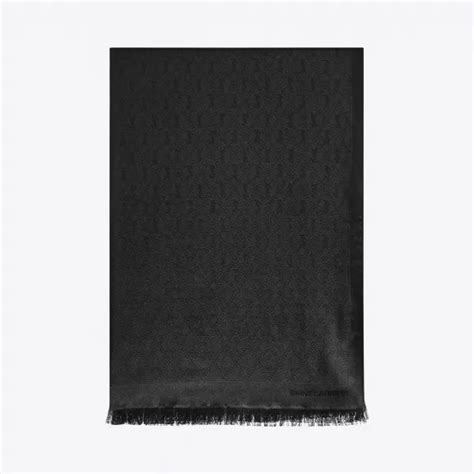 伊夫圣罗兰 Yves Saint Laurent 女士 Saint Laurent 标志真丝羊毛提花流苏围巾 5939313y6001060 小迈步海淘品牌官网