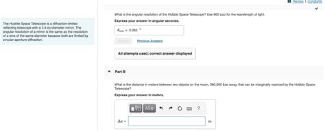 Solved What Is The Angular Resolution Of The Hubble Space Solved What Is The Angular Resolution Of The Hubble Space