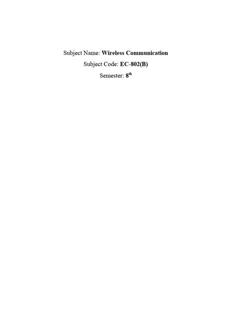 Unit 1 Wireless Communication Notes Final Pdf