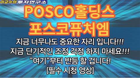 포스코홀딩스 포스코퓨처엠 주가분석 여기서 반등나올겁니다 걱정 No Youtube