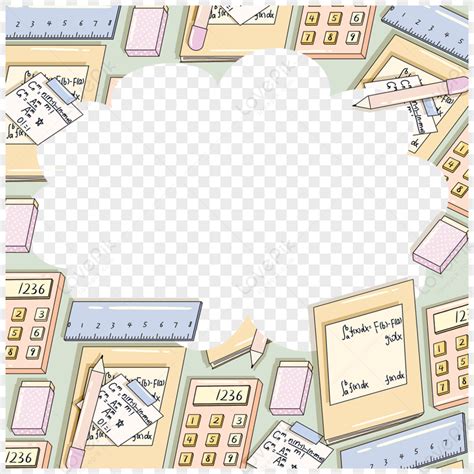 크리 에이 티브 손으로 그린 학교 용품 눈금자 펜 테두리 일러스트 요소수학학습 도구 Png 일러스트 무료 다운로드 Lovepik