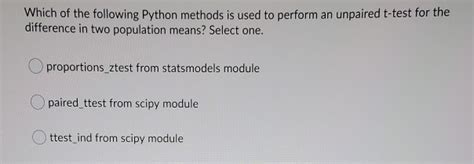 Solved Which Of The Following Python Methods Is Used To