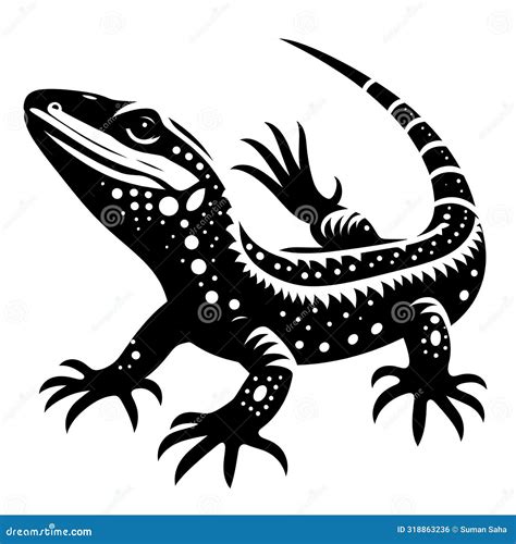 Silhouette Vector Of Horned Lizards Full Body Black And White Clipart