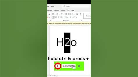 How To Write H2o In Ms Word Microsoft Word Me H2o Type Kaise Kare