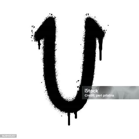스프레이 페인티드 그래피티 글꼴 U 흰색 배경으로 격리된 스프레이 그래피티 글꼴 U는 흰색 위에 검은색으로 오버레이 스프레이를