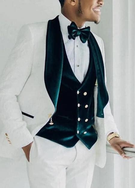 White Prom Suit Wedding Tuxedo Groom Suit White And Dark Green Pro Alberto Nardoni