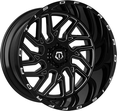 Tis 544bm 24x14 Gloss Black Wmilled Accents Wheel 5x500