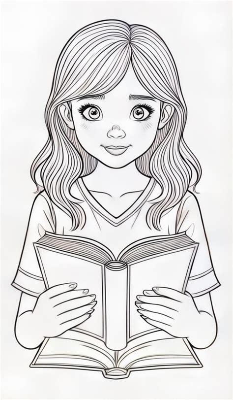 A Drawing Of A Girl Reading A Book With A Drawing Of A Girl Reading A