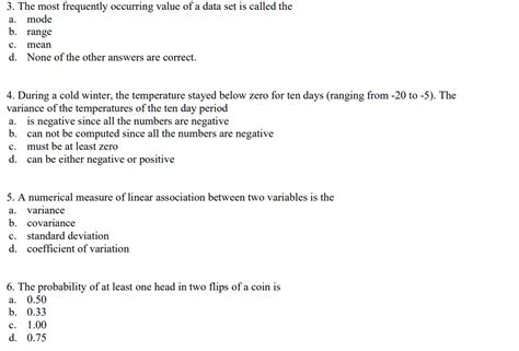 solved 3 the most frequently occurring value of a data set