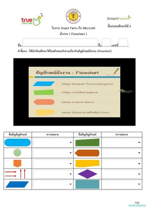 7 สัญลักษณ์ผังงาน Flowchart ใบงานเชิงโต้ตอบ Topworksheets