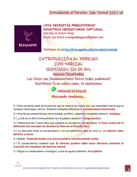 10 05 21 Introduccion Al Derecho Segundo Parcial Rezagados ¿vos