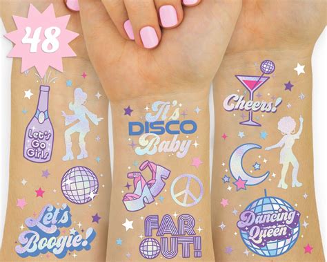 Xo Fetti Disco Birthday Party Temporary Tattoos 48 Iridescent Foil